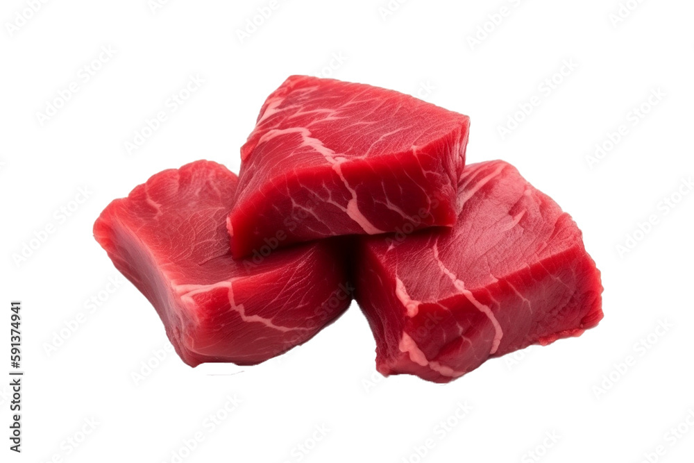 Three Slices of Raw Beef Meat Isolated on Transparent Background PNG: A ...