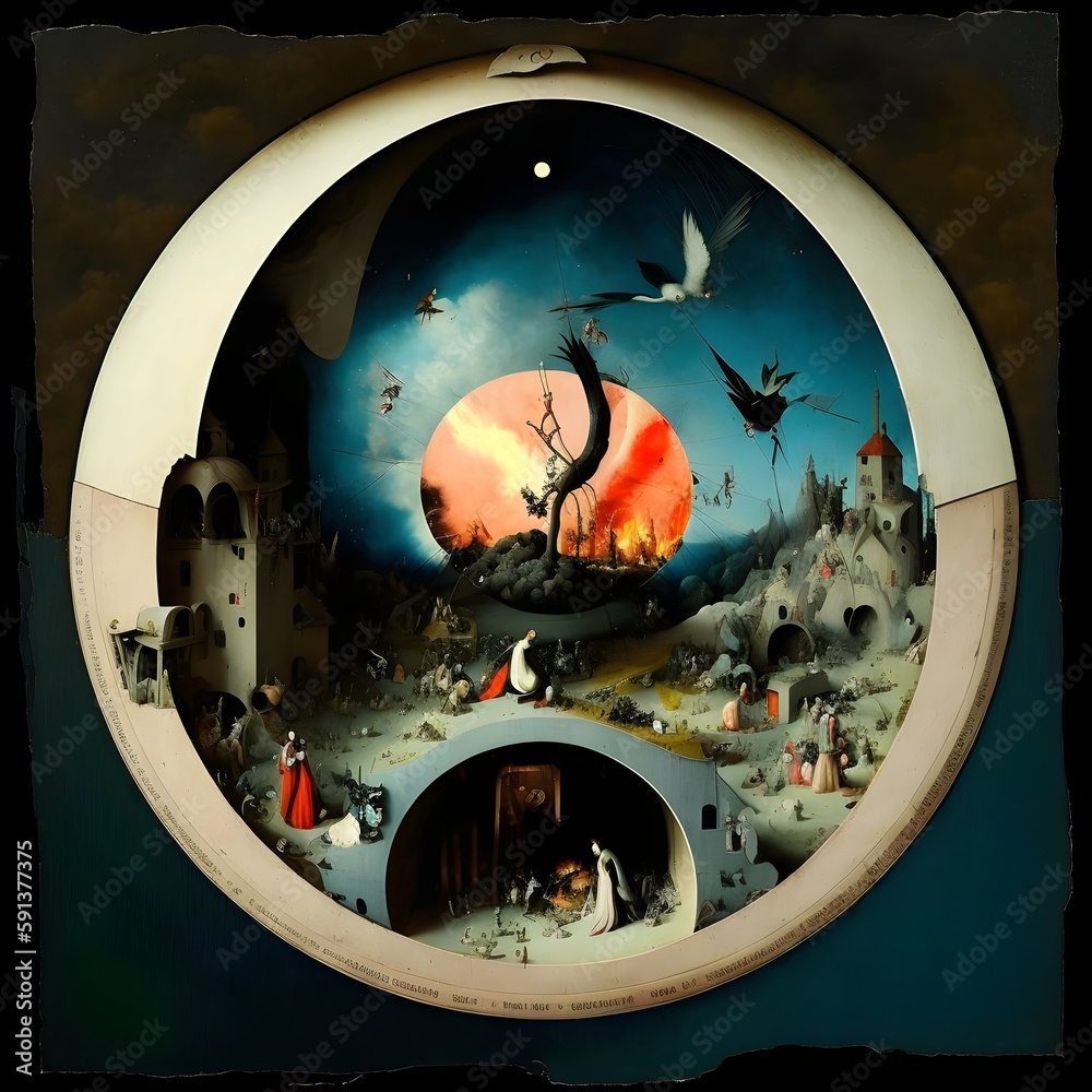 Hieronymus Bosch Hell Heaven Man Astronaut The moon landing The Eagle ...