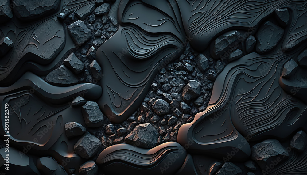 Black lava rock texture. Dark stone surface texture. Generative AI ...