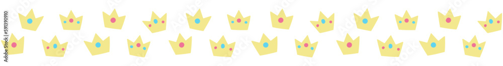 Seamless border garland. Yellow gold crowns with diamonds. Can be used ...