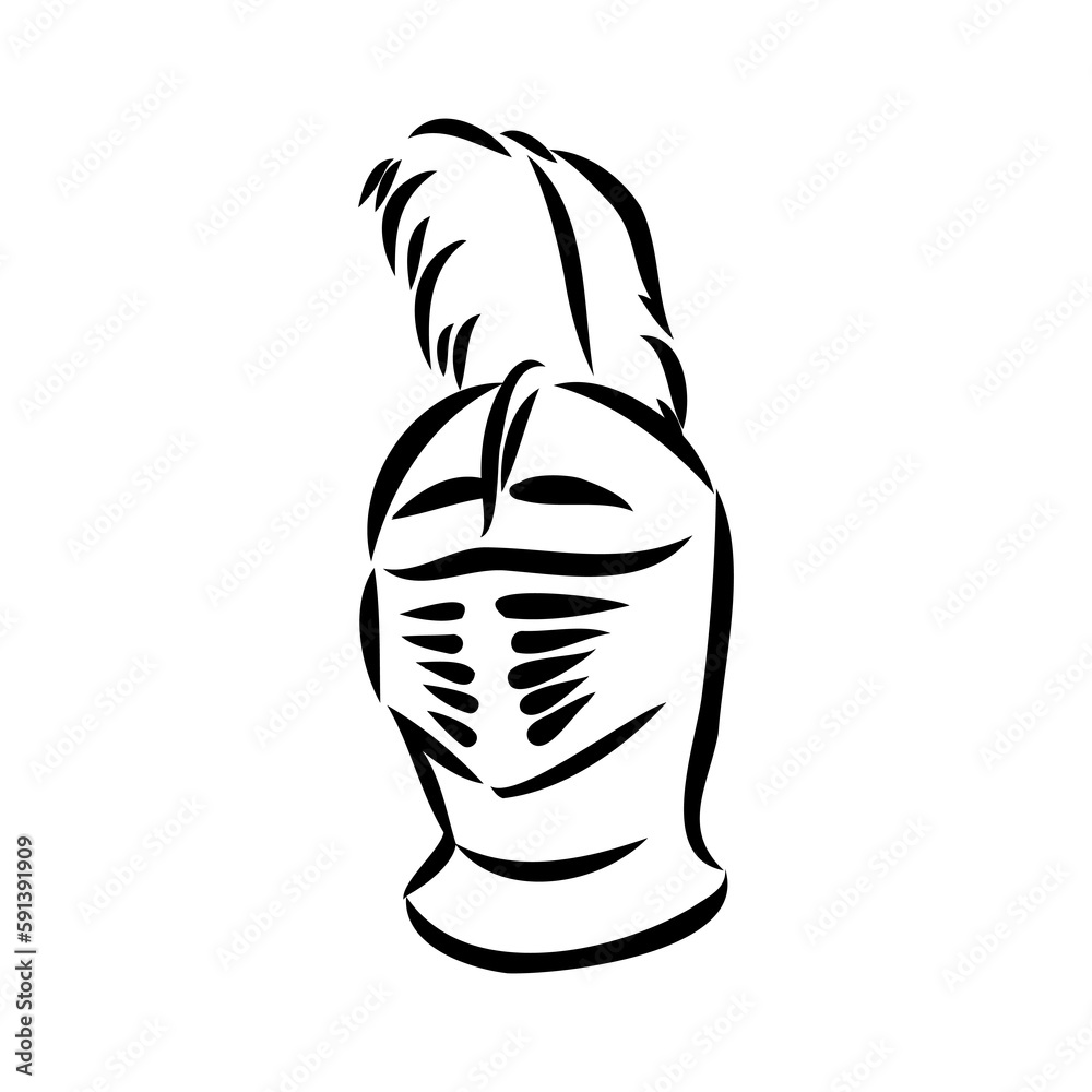 Knight armour engraving vector illustration. Scratch board style ...