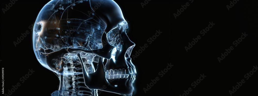 Film x-ray skull and cervical spine lateral view. Medicine radiology ...
