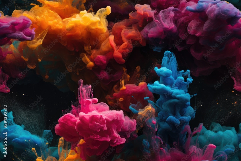 Colorful Exploding Clouds of Color Underwater Oil Colors Seamless ...