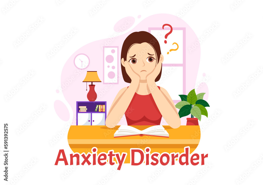 Anxiety Disorder Illustration with Frustrated Person, Nervous Problem and Confusion in Flat ...