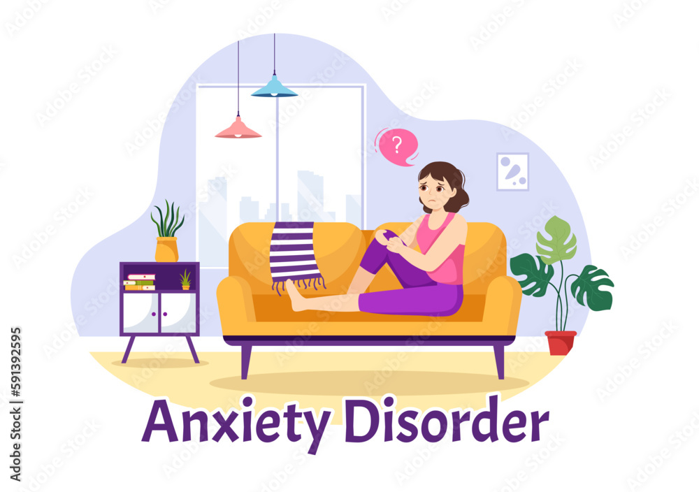 Anxiety Disorder Illustration with Frustrated Person, Nervous Problem and Confusion in Flat ...