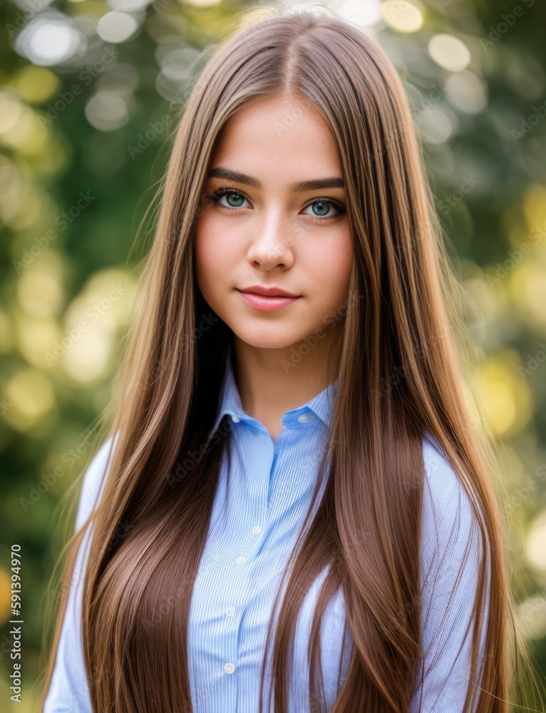 Beautiful teen model girl dressed in a short skirt. Generative AI Stock Illustration | Adobe Stock