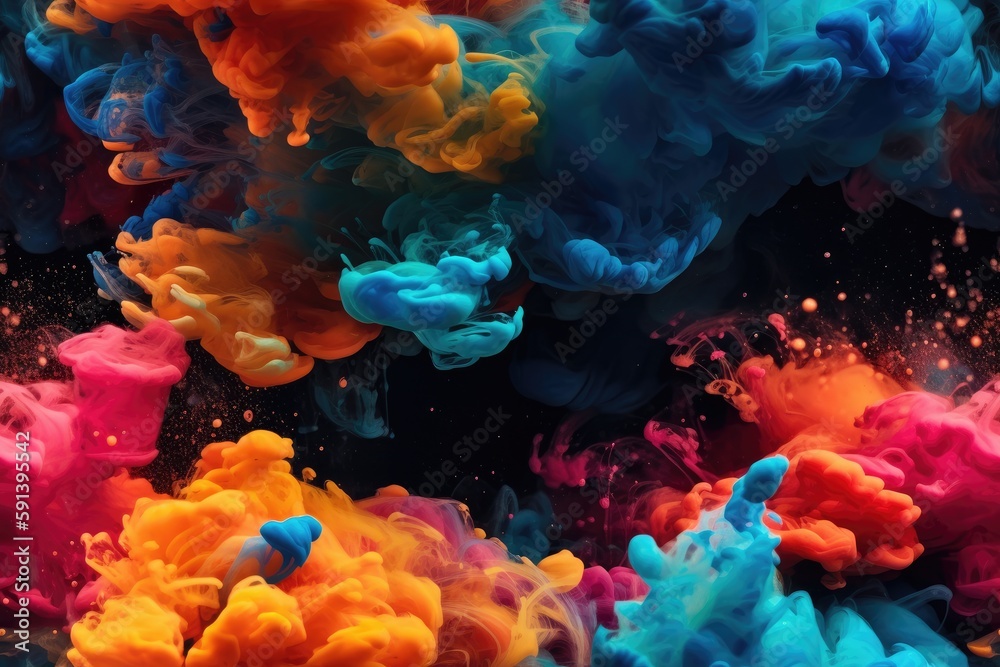 Colorful Exploding Clouds of Color Underwater Oil Colors Seamless ...