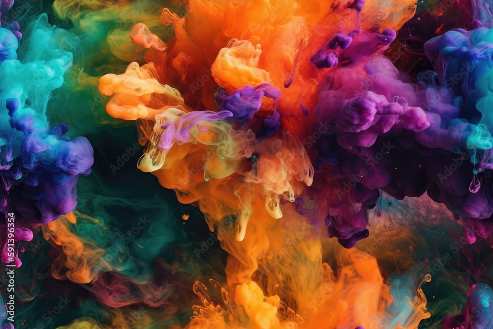 Colorful Exploding Clouds of Color Underwater Oil Colors Seamless ...