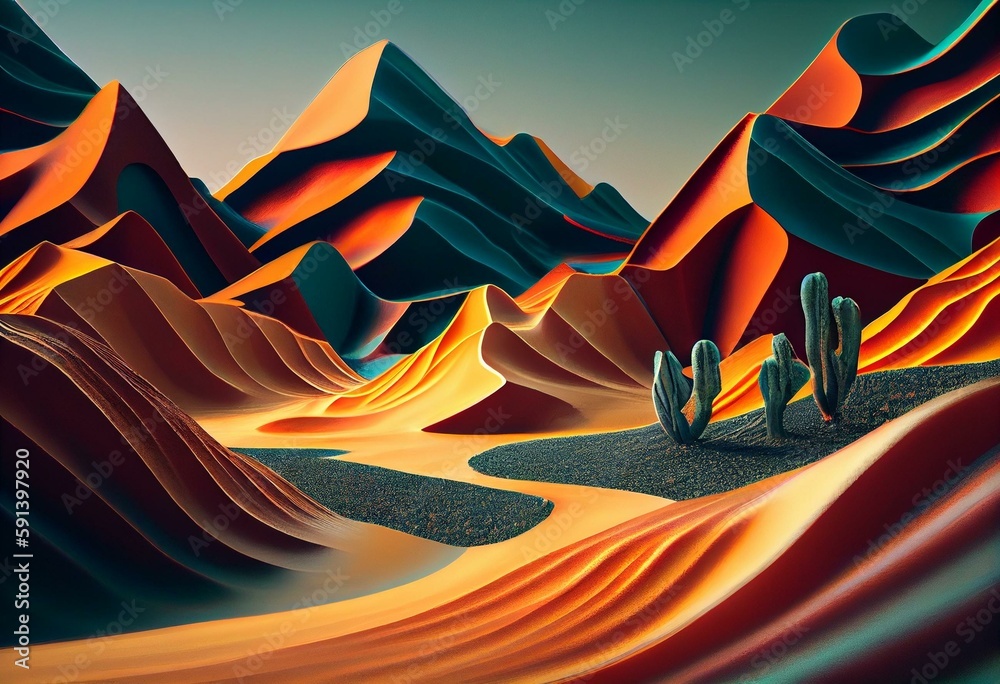 Abstract landscape with a sense of depth and perspective, inspired by ...