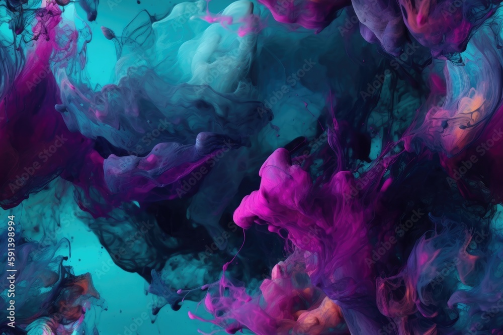 Purple and Blue Exploding Clouds of Color Underwater Oil Colors ...