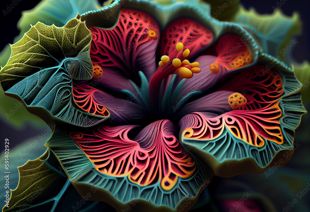 A complex, multi-layered pattern of interlocking shapes that resembles ...