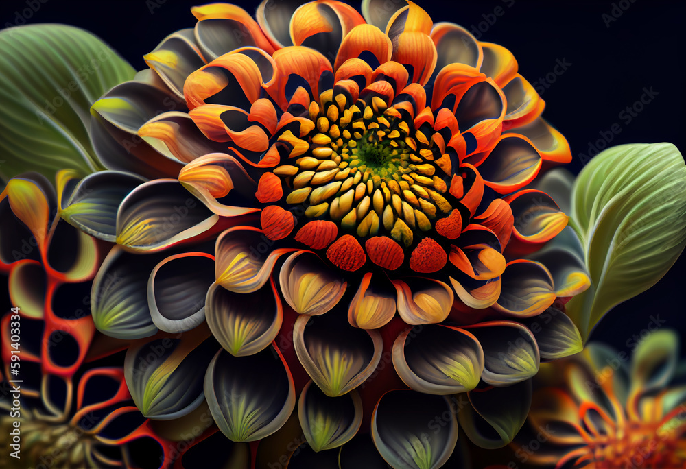 A complex, multi-layered pattern of interlocking shapes that resembles ...