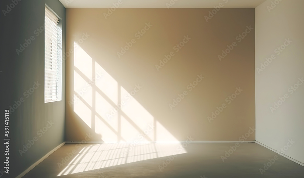 Abstract of natural window shadow overlay in modern empty room interior ...