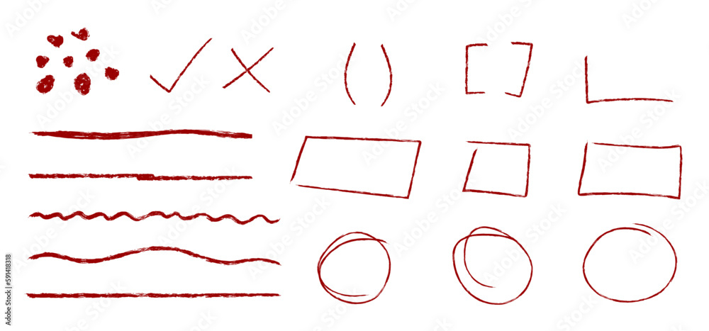 Red, Brick, Burgundy Crayon Highlighters Set. Pencil, pen or marker ...