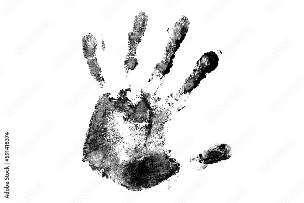 black handprint isolated on white background Stock Photo | Adobe Stock