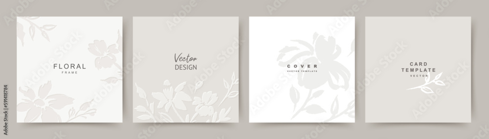 Neutral backgrounds with floral elements in beige colors. Editable ...