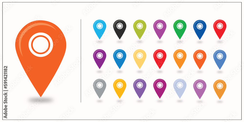 Location icons map point set premium colorful vector bundle Stock ...