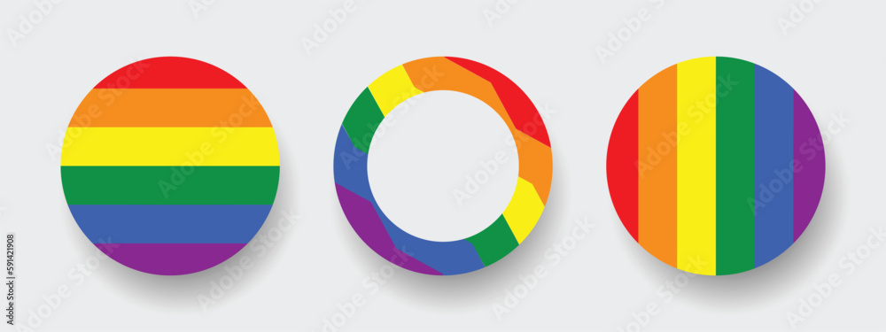 LGBTQ community vector circle templates, lesbian, gay, bisexual and ...