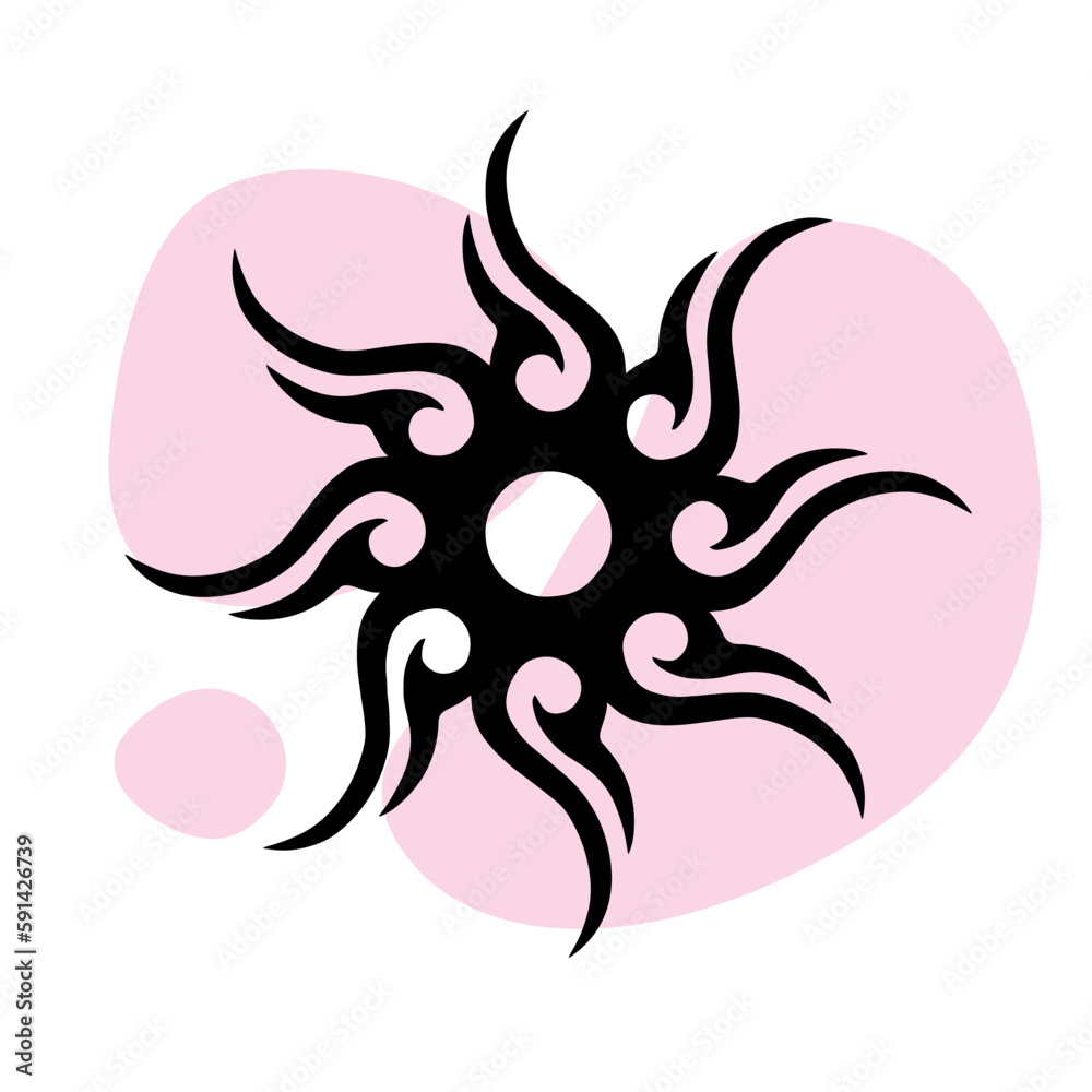 Girl's beautiful transferable temporary tattoo. Occult sun in the style ...
