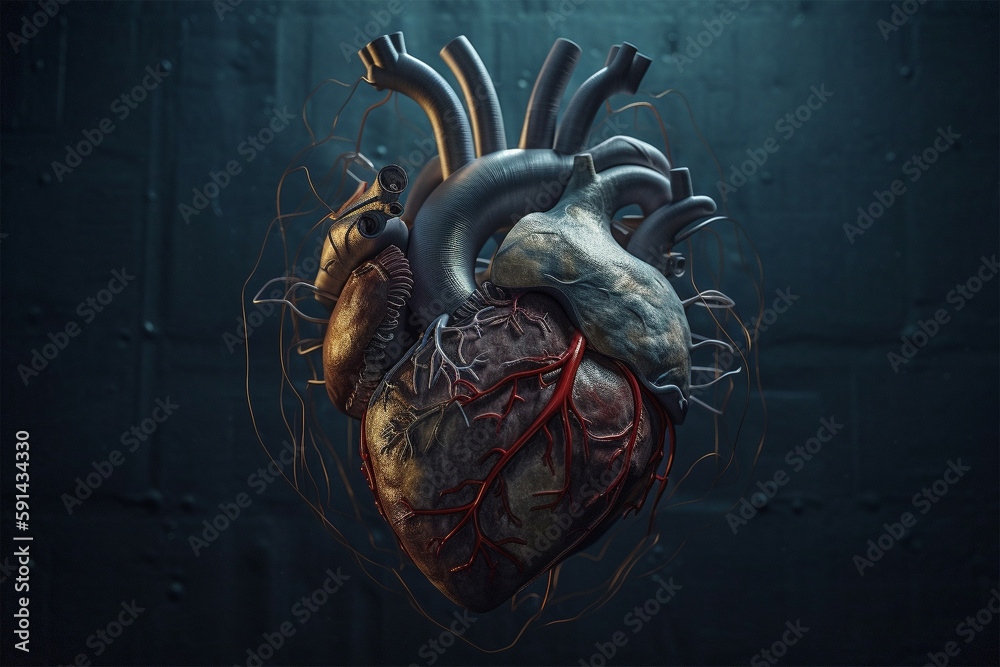 heart anatomy with a anthracite background, ai generated Stock ...