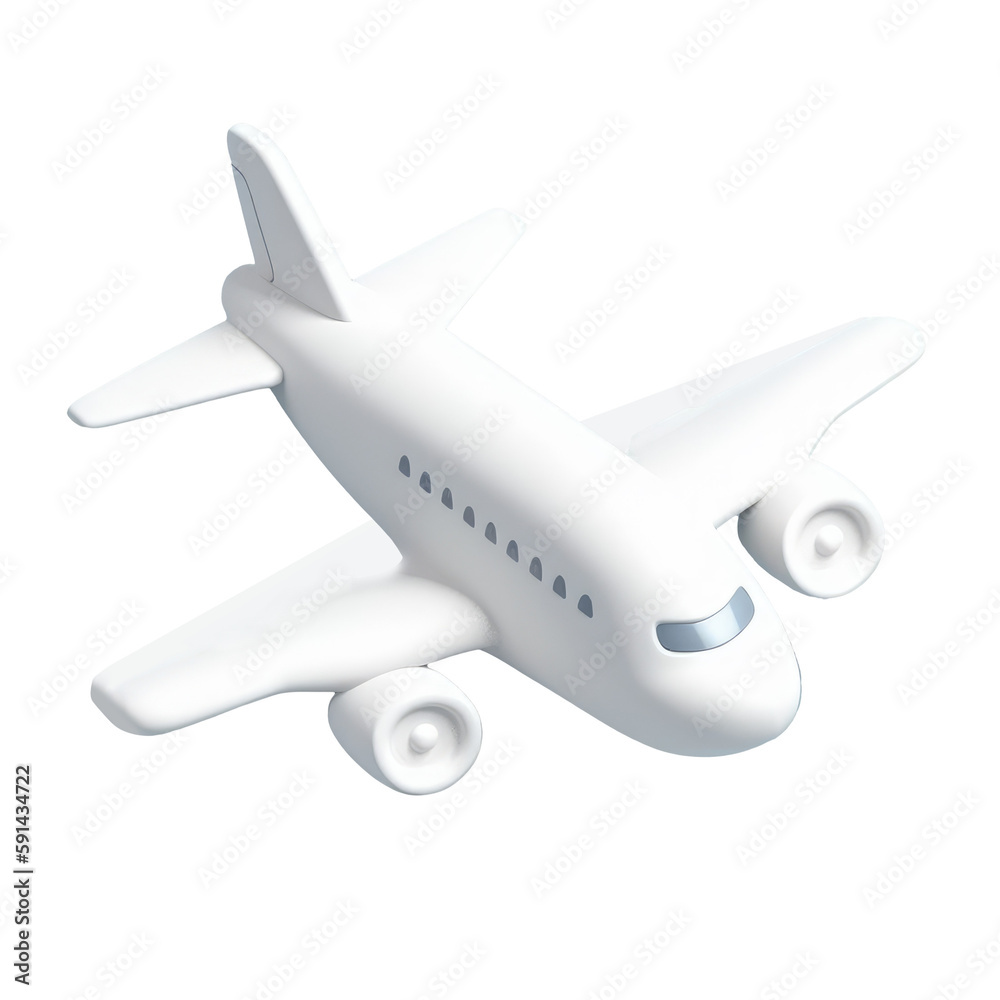 Cute Airplane 3d icon cartoon style on isolated transparent background ...