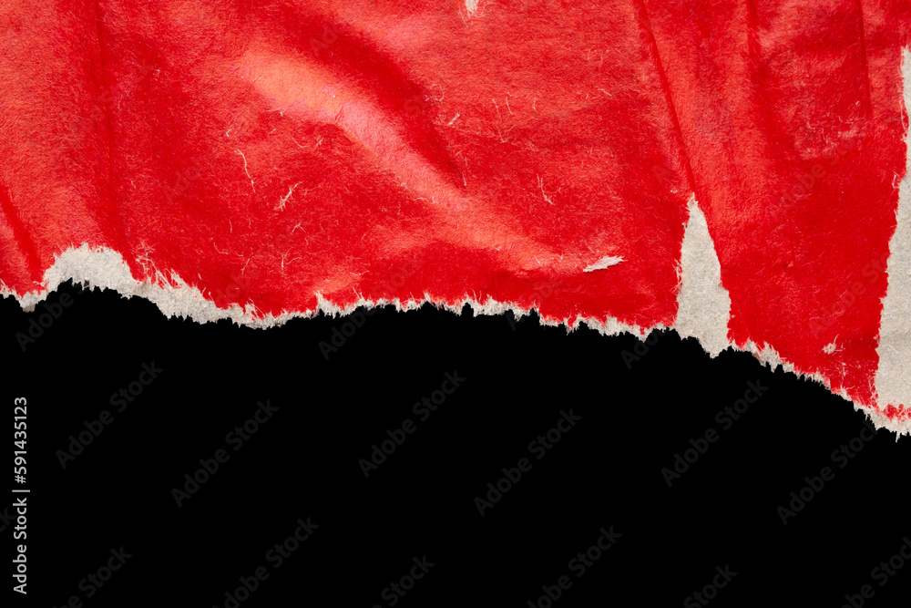 Red ripped paper torn edges strips isolated on black background Stock Photo | Adobe Stock