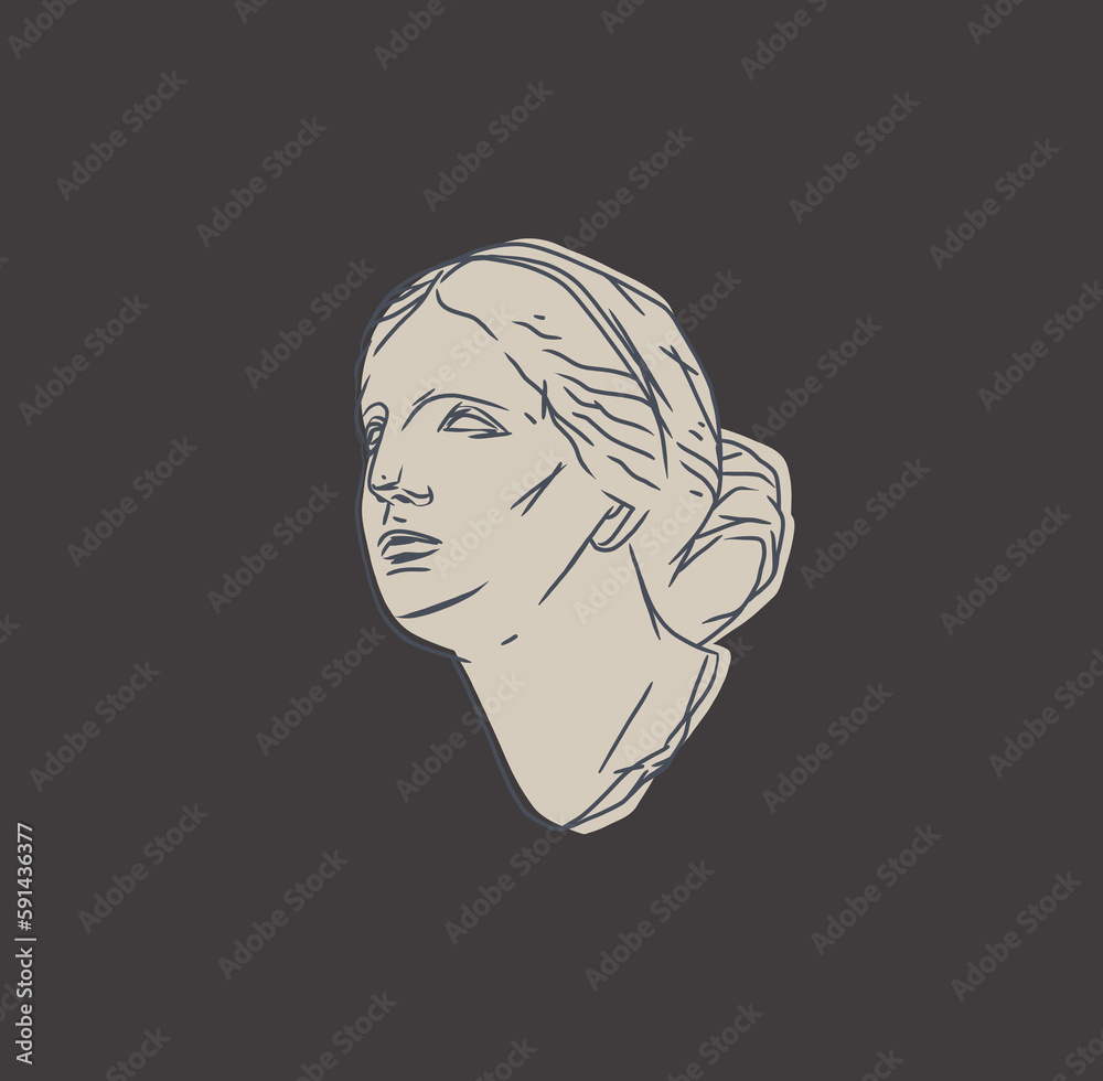 Hand drawn vector abstract outline,graphic,line art greek ancient ...