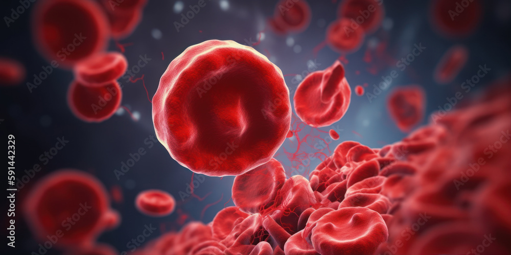 Mutation of Red blood cells in fight cancer cell. Generation AI ...