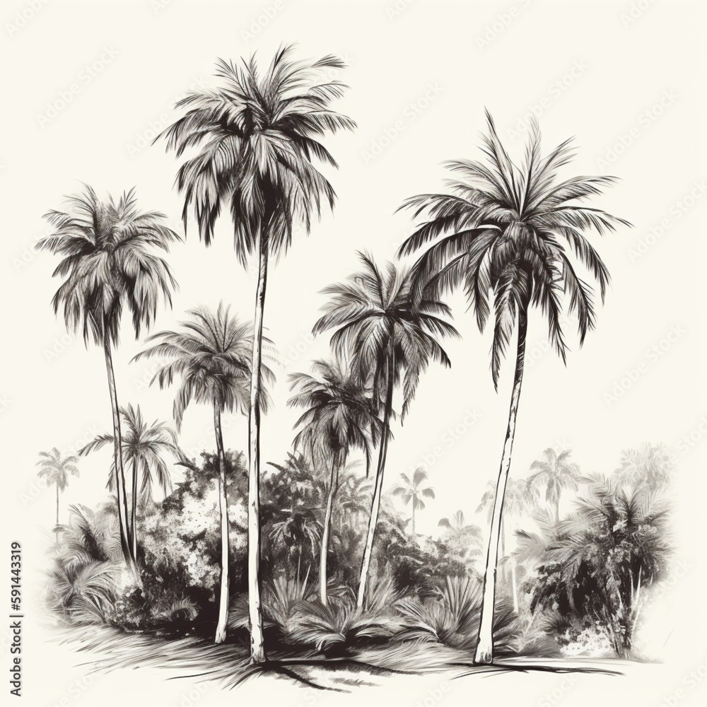 Palm Tree Pencil Drawing