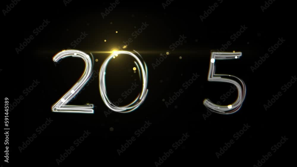 Happy New Year 2025 Animation. Glowing 2025 Number With Fireworks ...