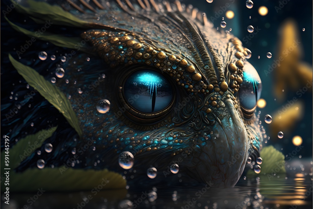 Stockillustratie water creatures cyberpunk and mythology octane render ...