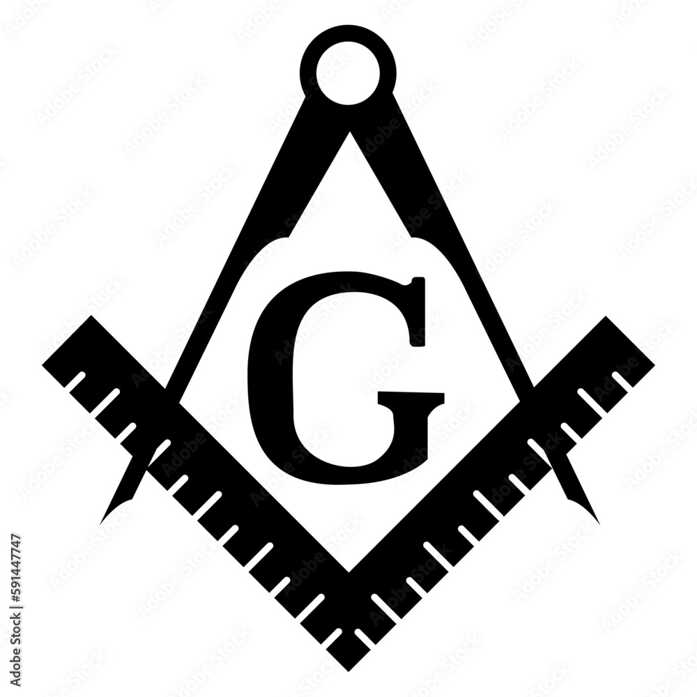 Símbolo masónico con compás y escuadra Stock Vector | Adobe Stock
