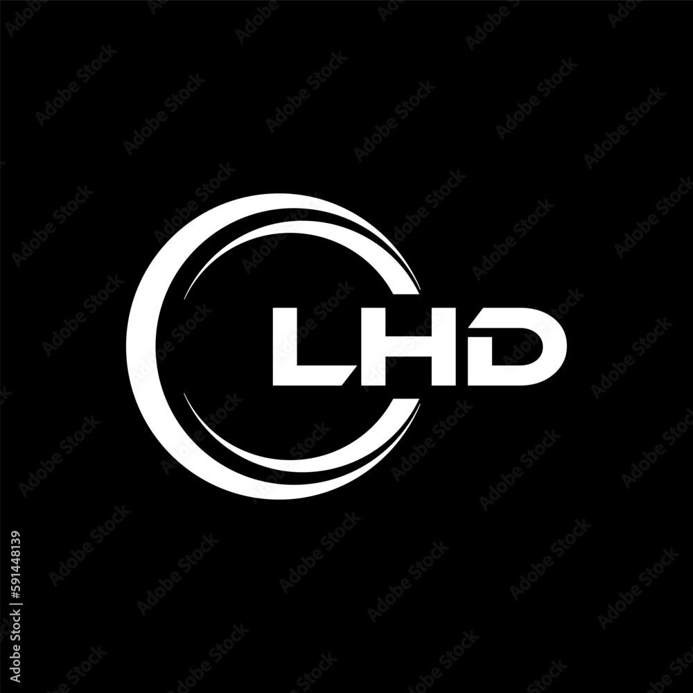 LHD letter logo design with black background in illustrator, cube logo ...
