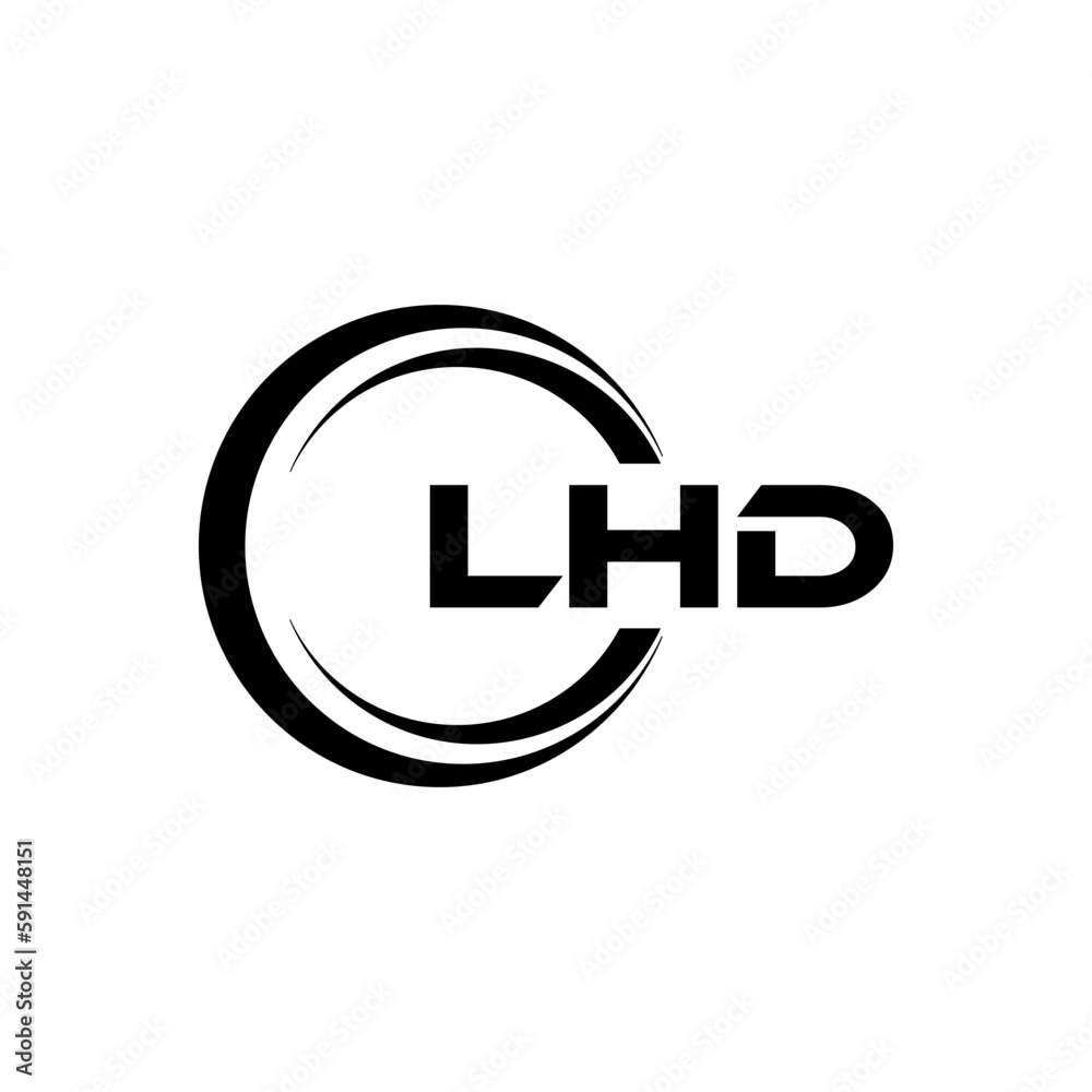 LHD letter logo design with white background in illustrator, cube logo ...