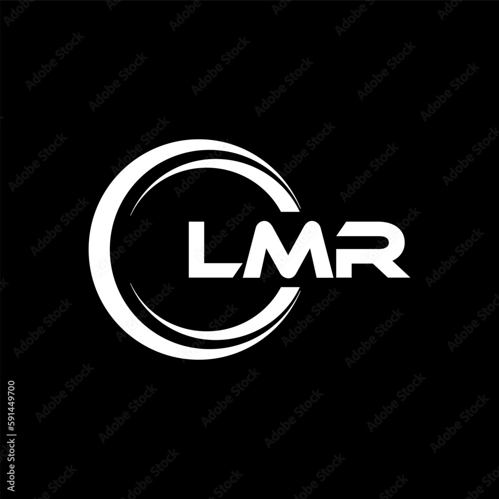 LMR letter logo design with black background in illustrator, cube logo ...