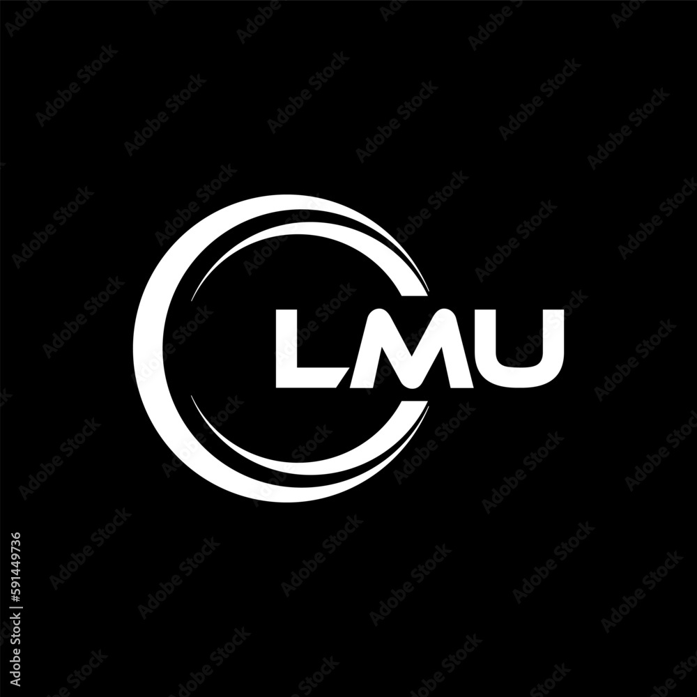 Vecteur Stock LMU letter logo design with black background in ...