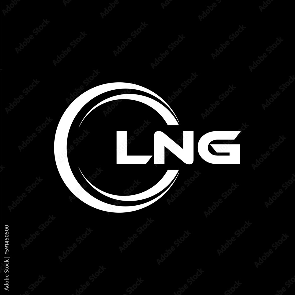LNG letter logo design with black background in illustrator, cube logo ...