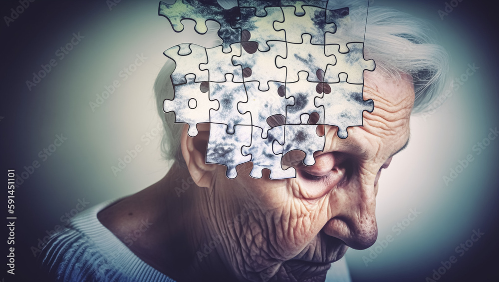 Memory loss, dementia and alzheimer concept, created with Generative AI ...