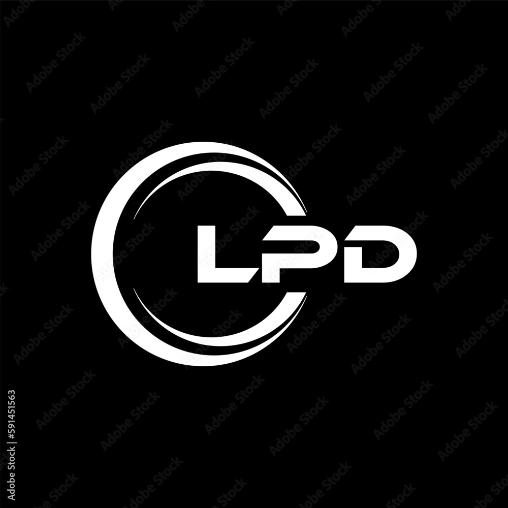 LPD letter logo design with black background in illustrator, cube logo ...