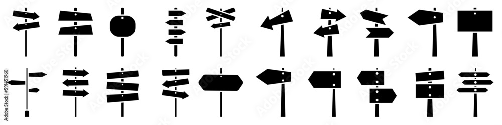 Direction board icon vector set. pointer illustration sign collection ...