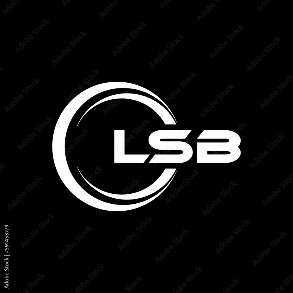 LSB letter logo design with black background in illustrator, cube logo ...