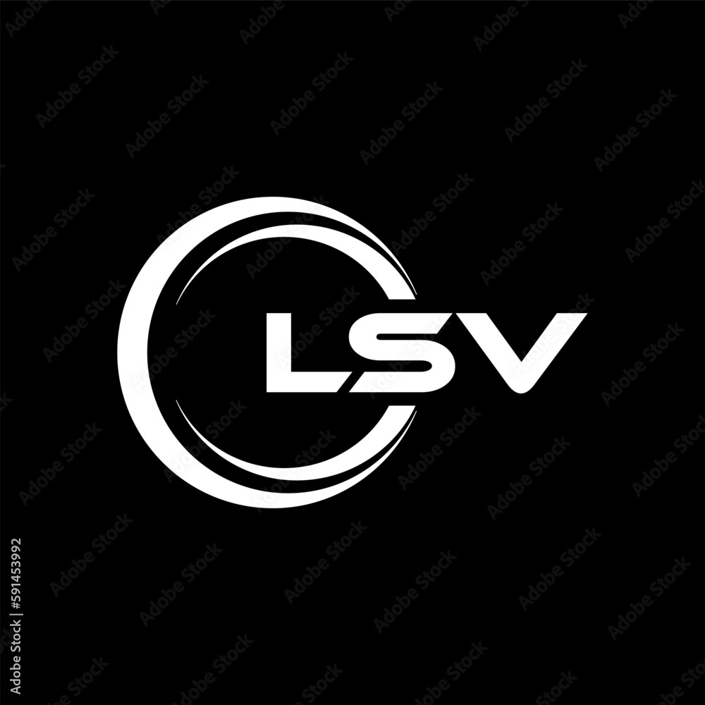 LSV letter logo design with black background in illustrator, cube logo ...