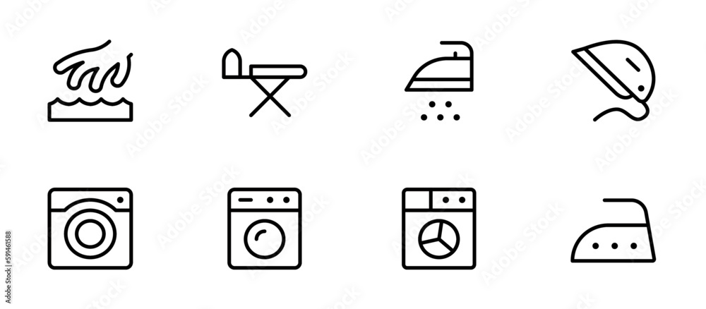 laundry service icons, washing machine icon, iron. vector editable ...