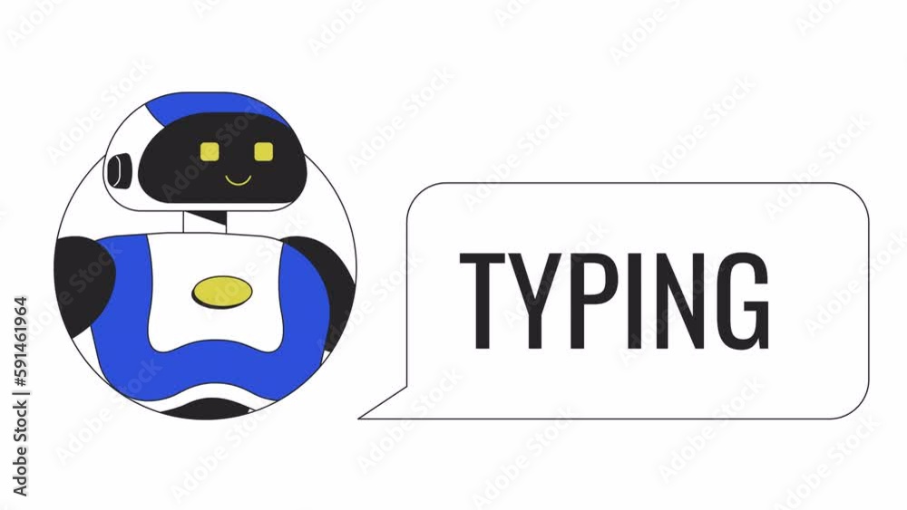 AI chatbot typing animation. Animated virtual assistant answering ...
