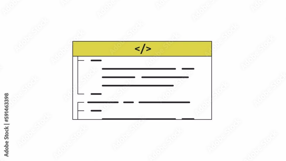 Animated writing HTML script. Flat outline style icon 4K video footage ...