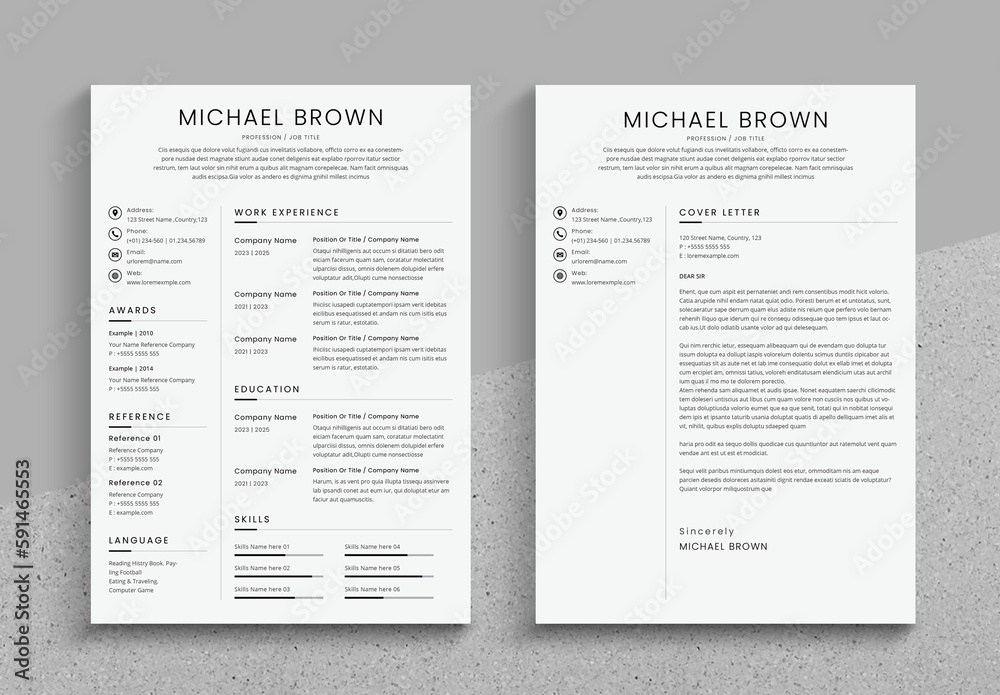 Clean Resume Layout Stock Template | Adobe Stock