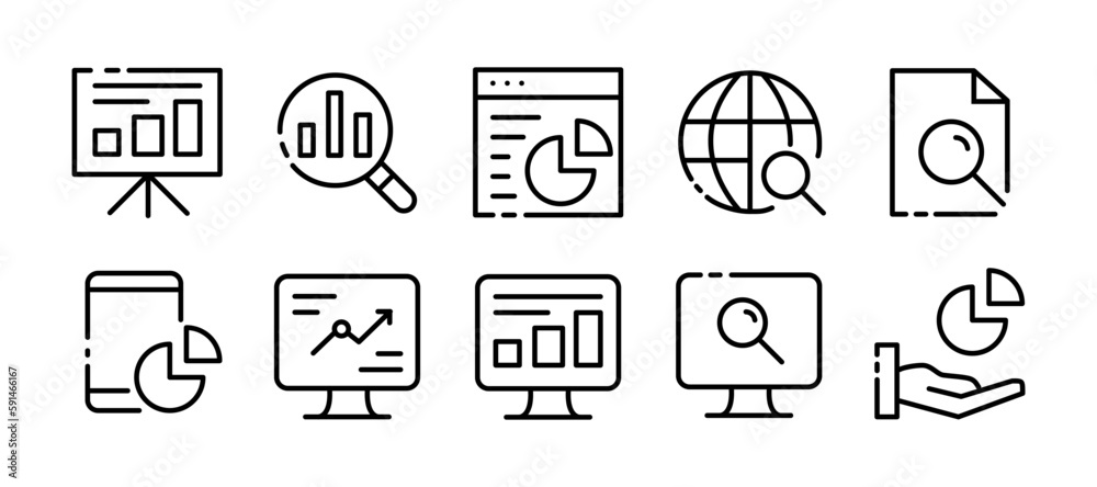 Data summary. line icon, black, summary data icons. Vector icons Stock ...