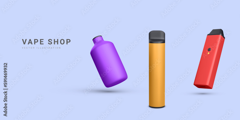 3d realistic promotion banner with disposable electronic cigarettes ...