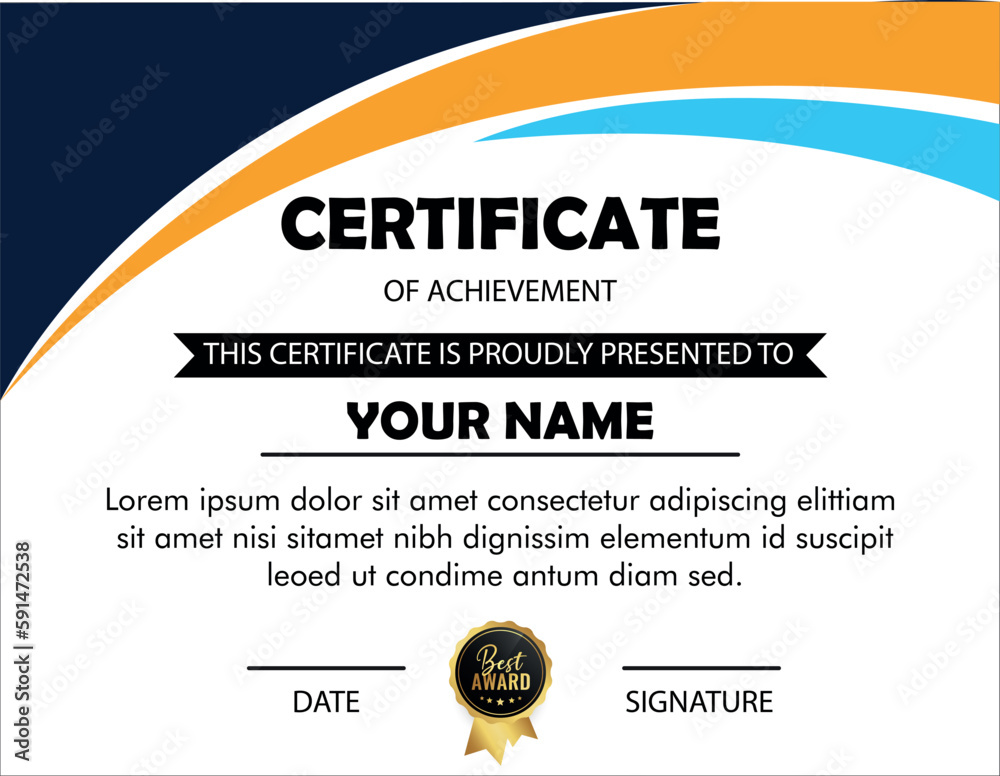 Clean and simple certificate template for multipurpose I Blue and ...