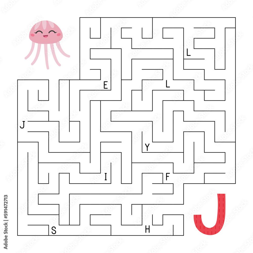 ABC maze game. Educational puzzle for kids. Labyrinth with letters ...